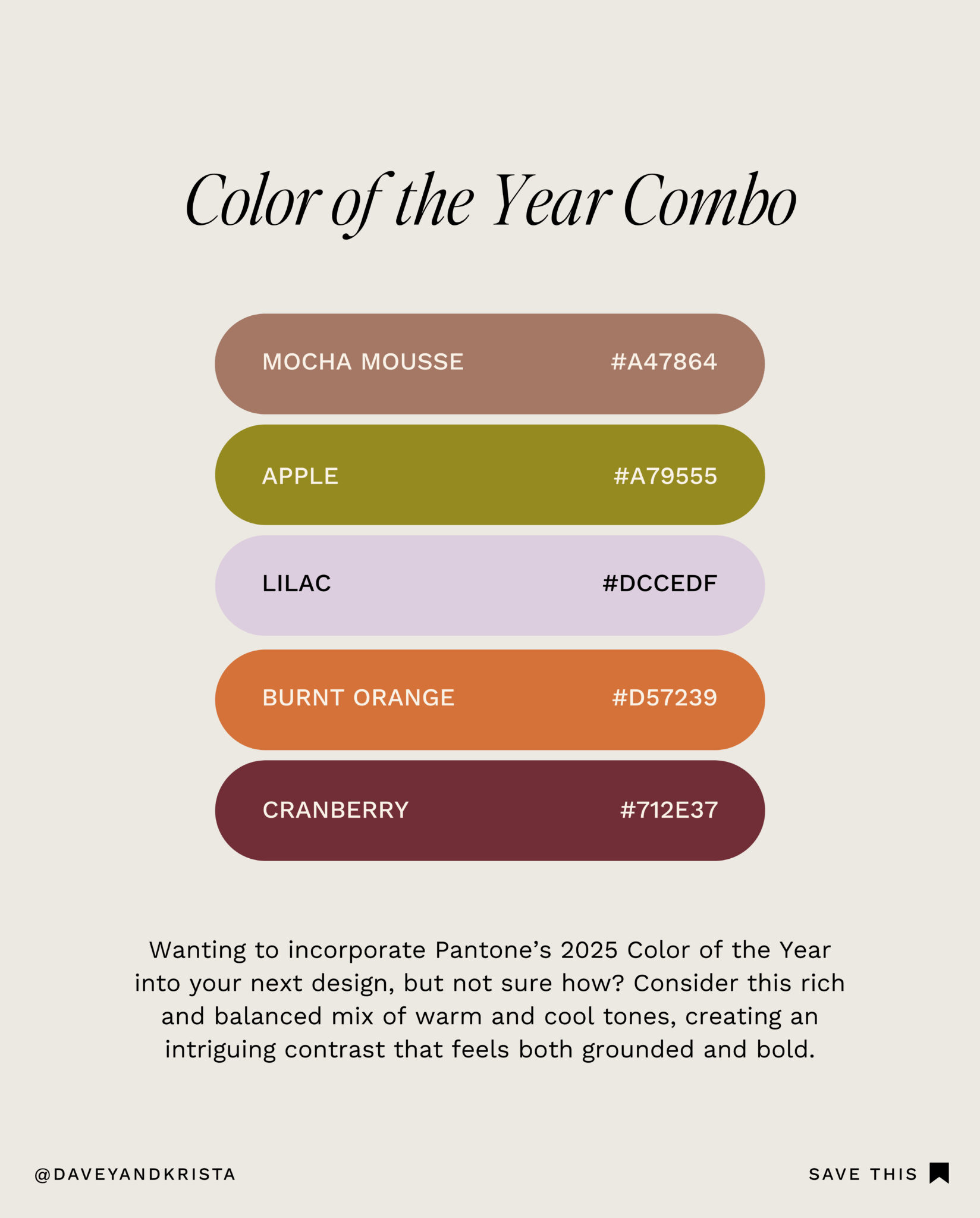 5 Trending Website & Brand Color Palettes - 2025 | Davey & Krista
